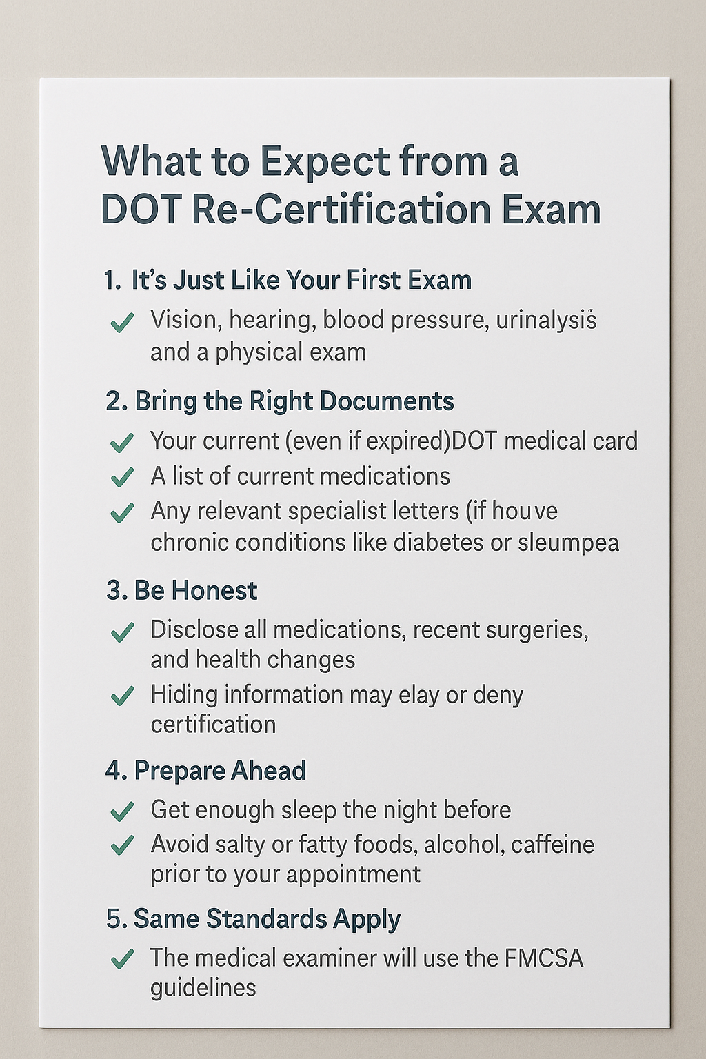 🩺 What to Expect from a DOT Re-Certification Exam - $80 DOT Physicals ...
